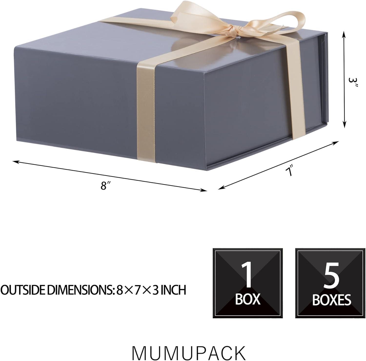 5 Packs grey Gift Box 8x7x3.3 Inches Small Gift Boxes with Lids and ...