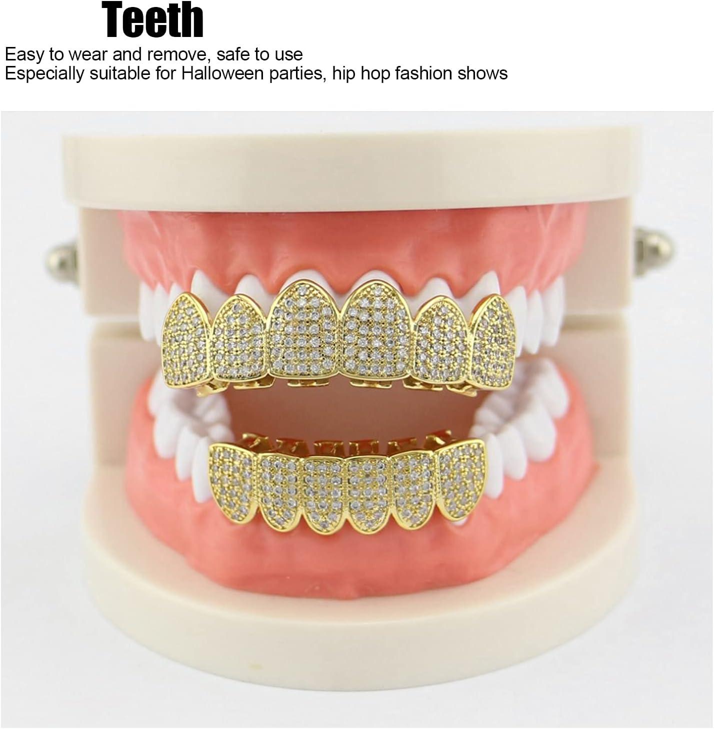 Hip Hop Diamond Braces Set - Gold Plated Copper Bling Decoration for ...
