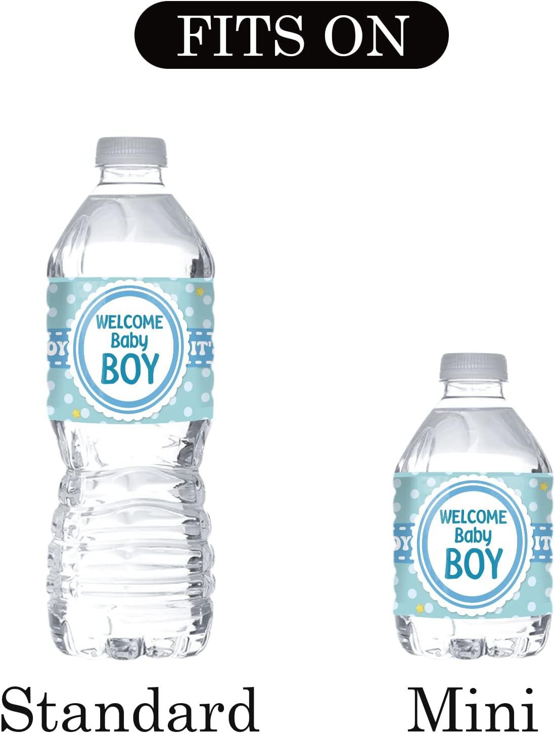 Welcome Baby Boy Water Bottle Stickers - Gender Reveal Wrappers - It's ...