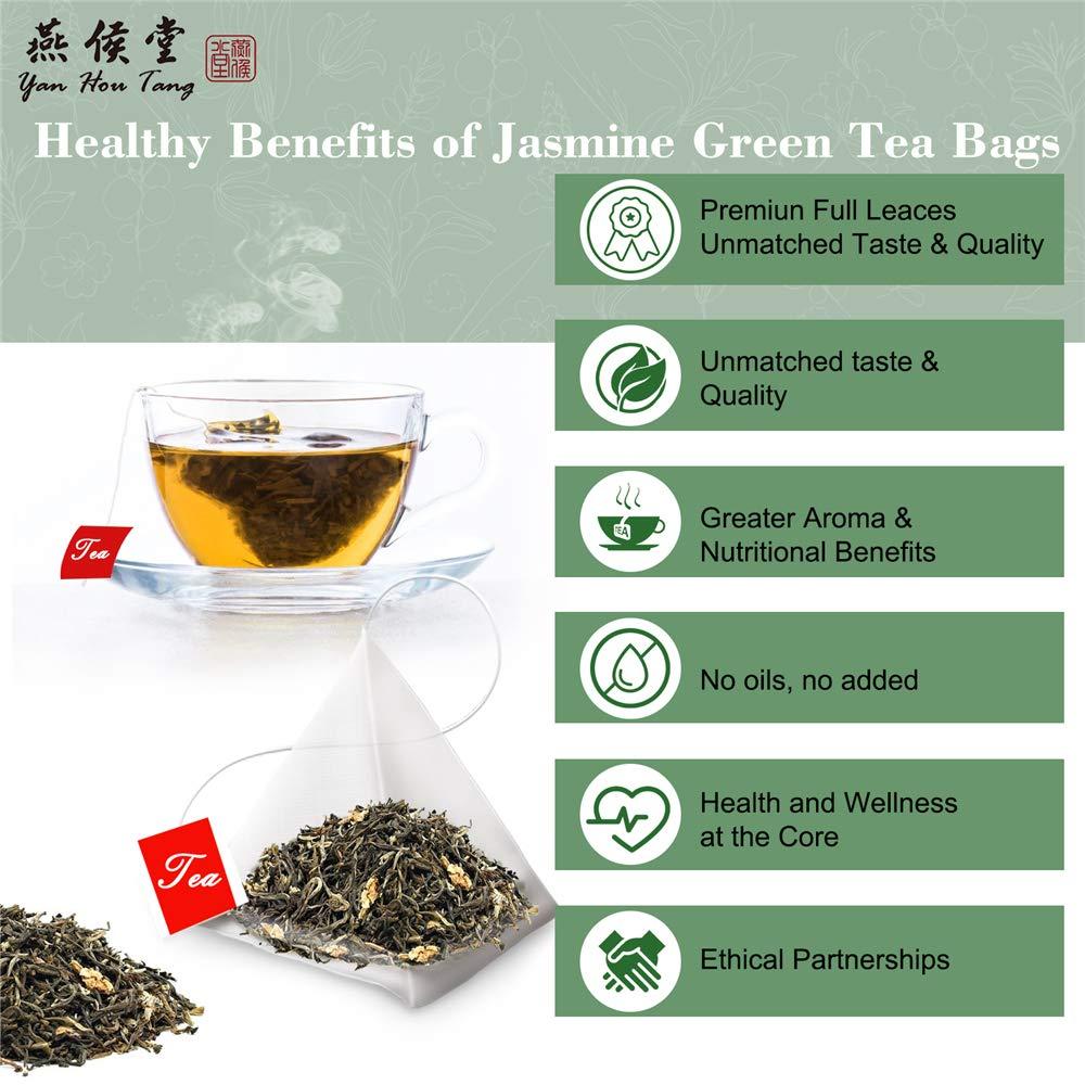 Yan Hou Tang Organic Jasmine Green Tea Bags 50 Count - Sugar Free ...