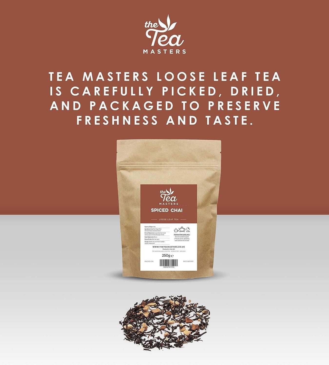 The Tea Masters Loose Leaf Tea - 250g Premium Spiced Chai Tea - Richly ...