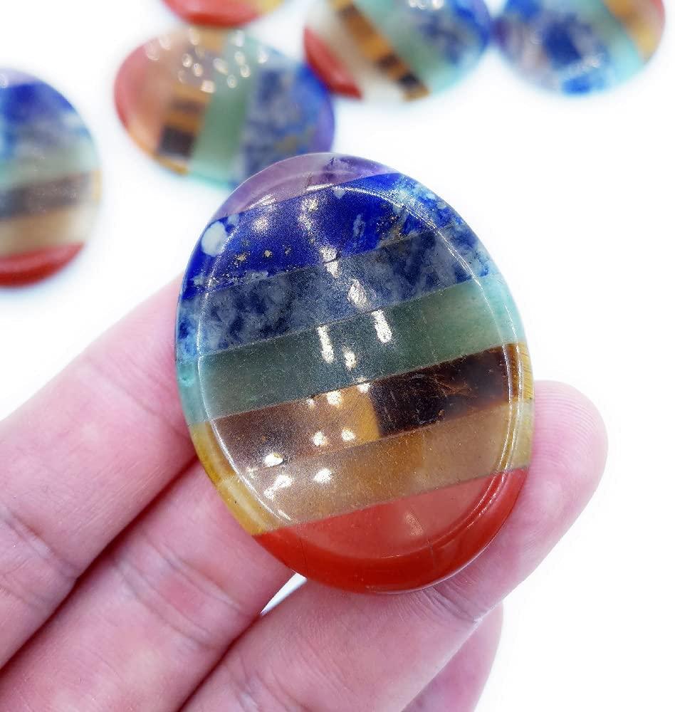 SHARKOOO 7 Chakra Healing Stones Thumb Worry Stone for Anxiety Relief ...