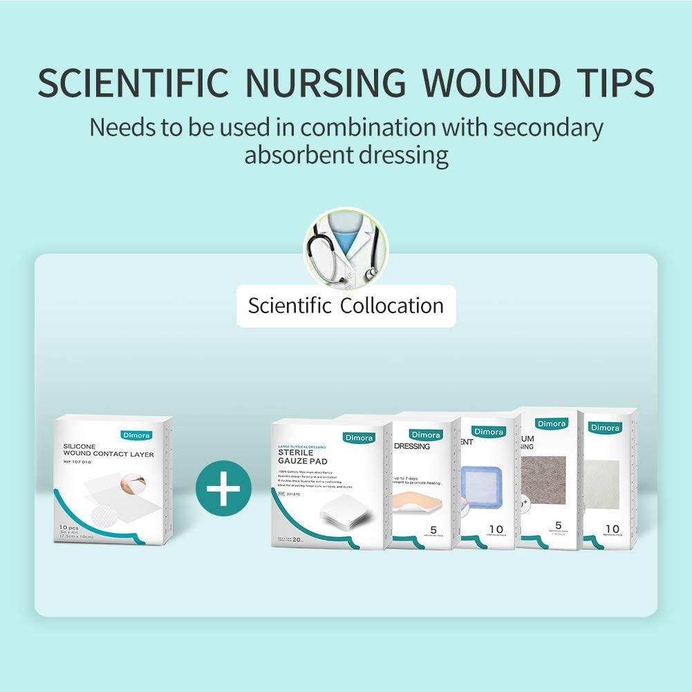 Dimora Silicone Wound Contact Layer Transparent Dressing Pads 3x4in ...