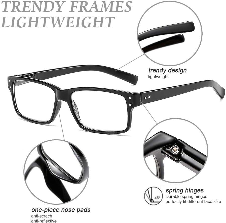 Suertree 3 Pack Reading Glasses - 1.5x Hinge Design Visual Aid for Men & Women - Stylish ...