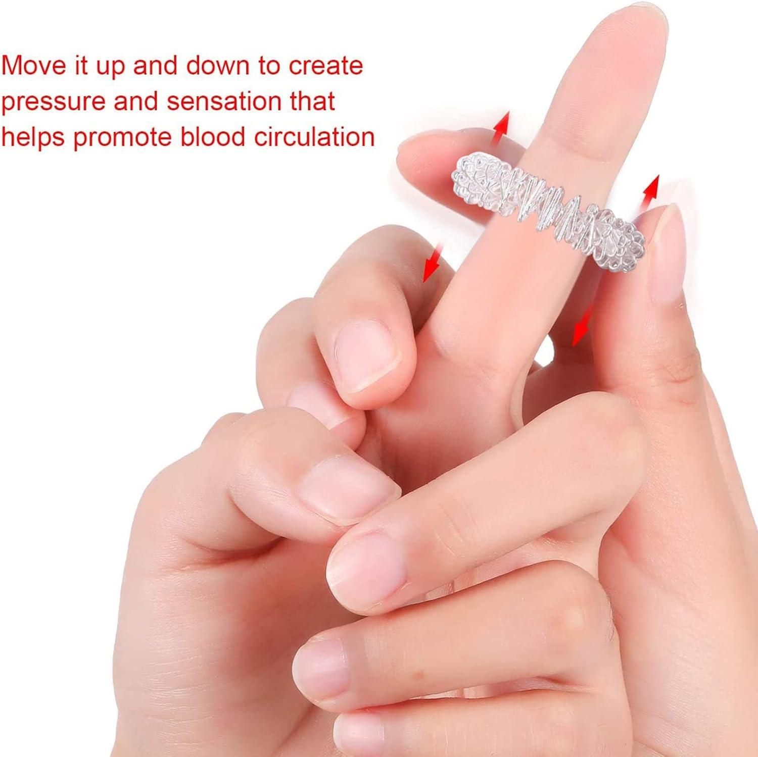 12-Piece Acupressure Finger Massage Rings - Anti-Stress Silver Rings ...