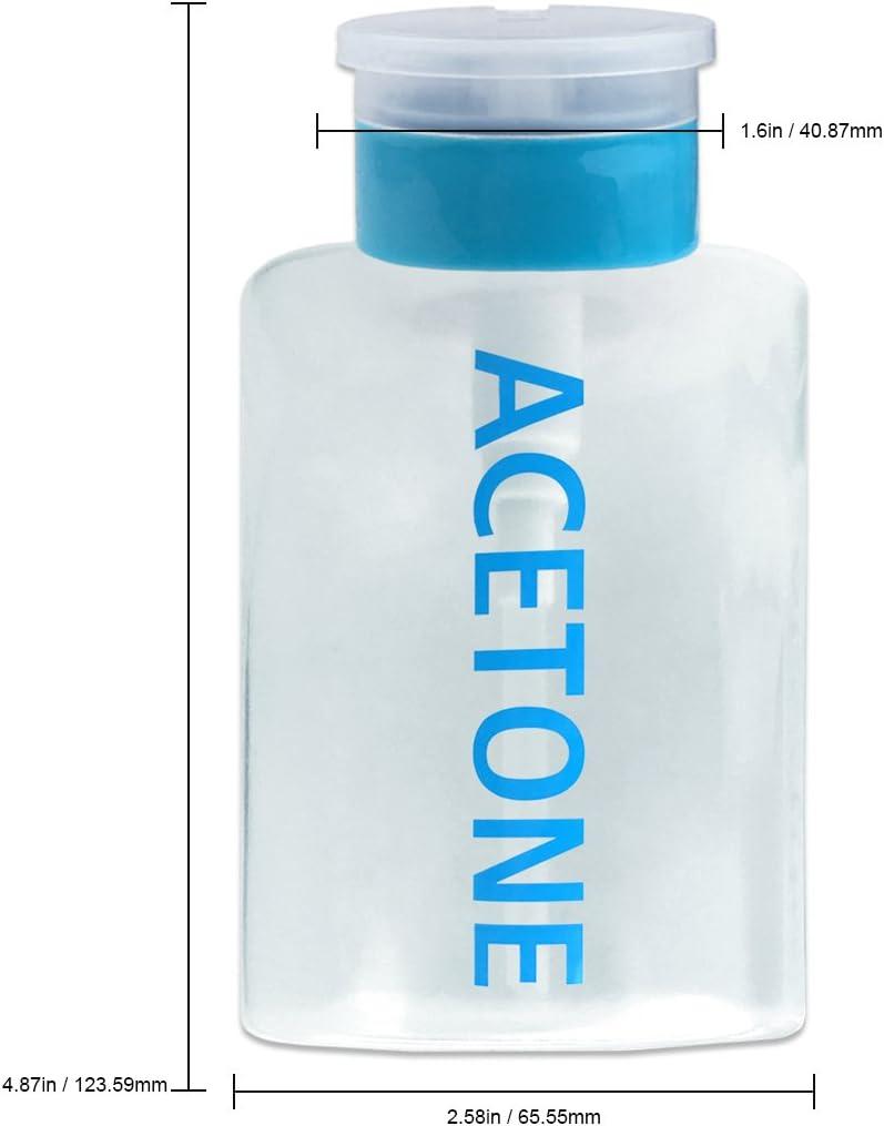 Beauticom 9 Oz Blue Push Down Acetone Empty Bottle Dispenser - Set of 2 ...