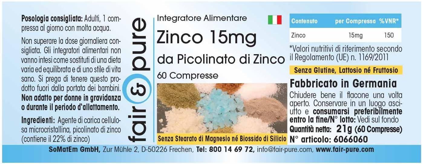 Fair & Pure - Zinc 15mg (elemental content) of zinc picolinate - vegan ...