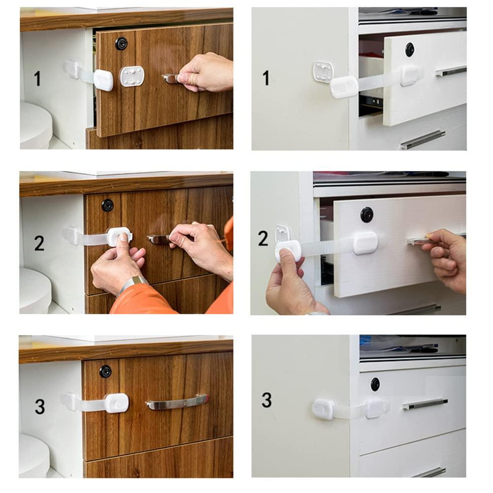 Premium Child Safety Locks - 6 Piece Adjustable Baby Cabinet Protection ...