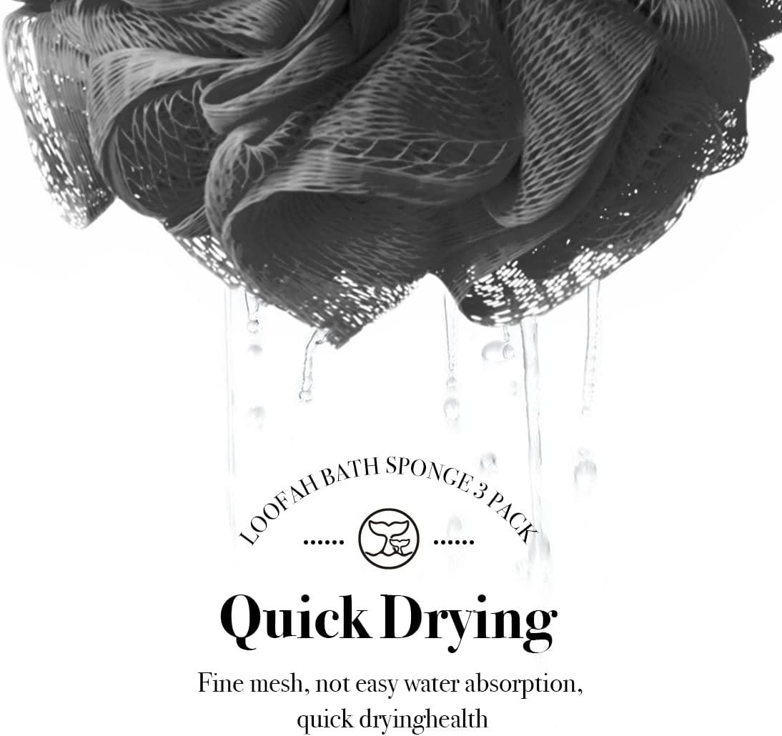 Loofah Sponge Bath Set for Men & Women - 4 Pack Dark Gray | Exfoliating ...