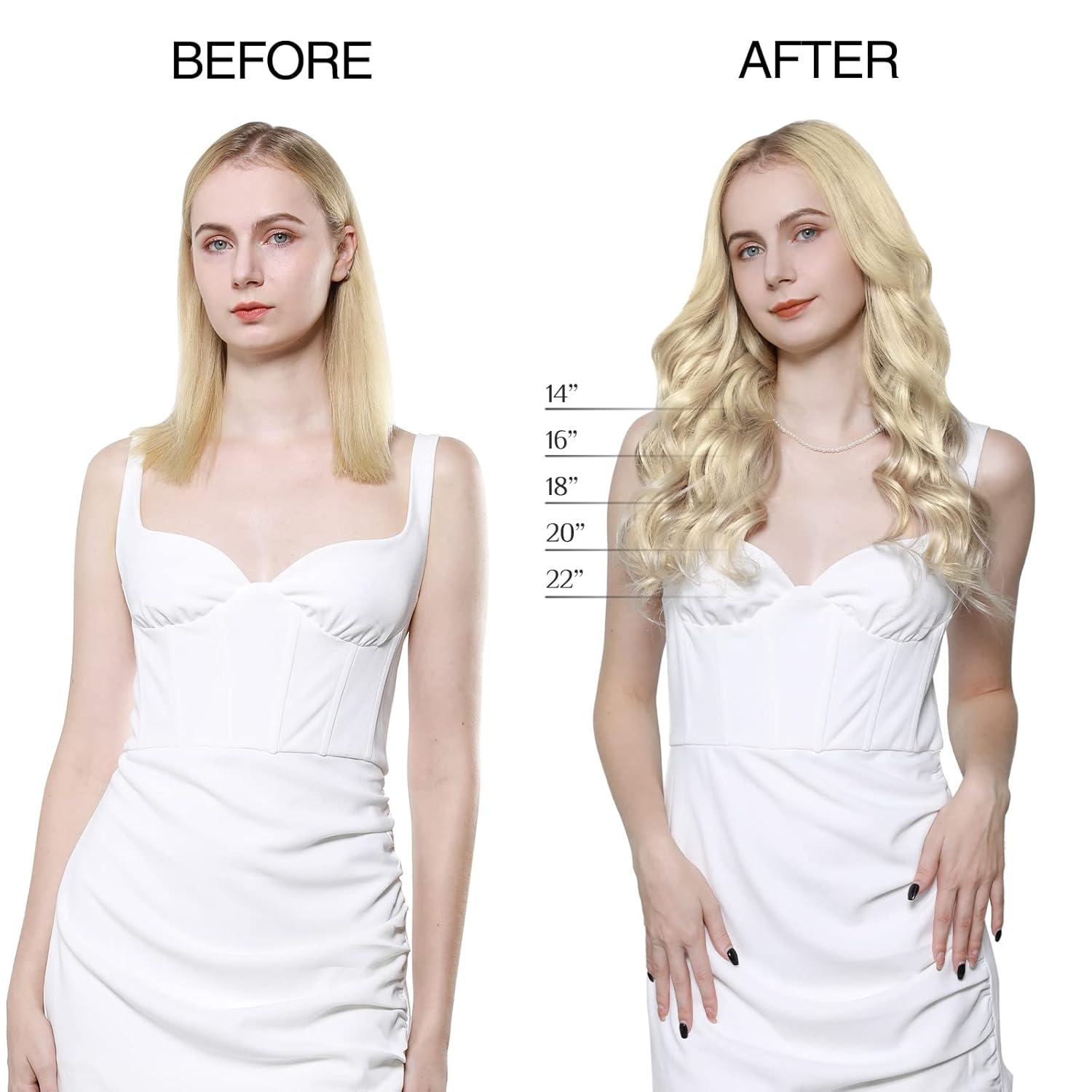Doores Real Hair Extensions - Clip In Bleach Blonde 40cm 16 Inch 7 ...