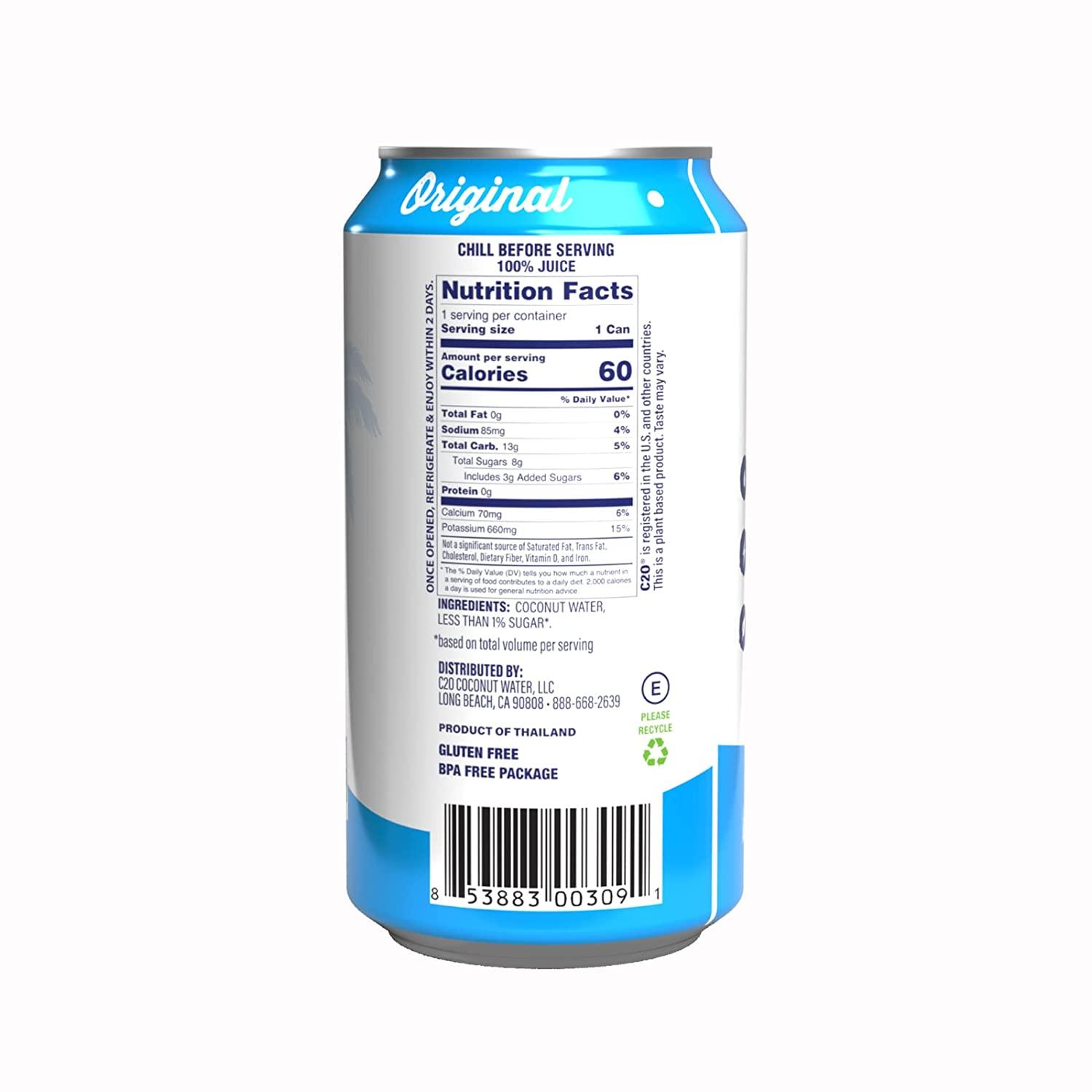 C2O Original Coconut Water 10.5 FL OZ (8 Pack) - Pure Hydration from ...