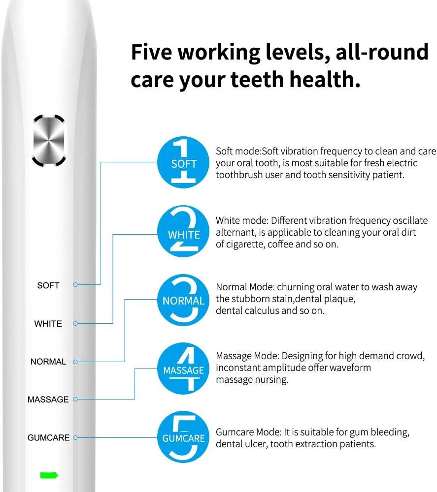 SOGUE S53 Pink Electric Toothbrush for Adults | Sonic Brush with 5 ...
