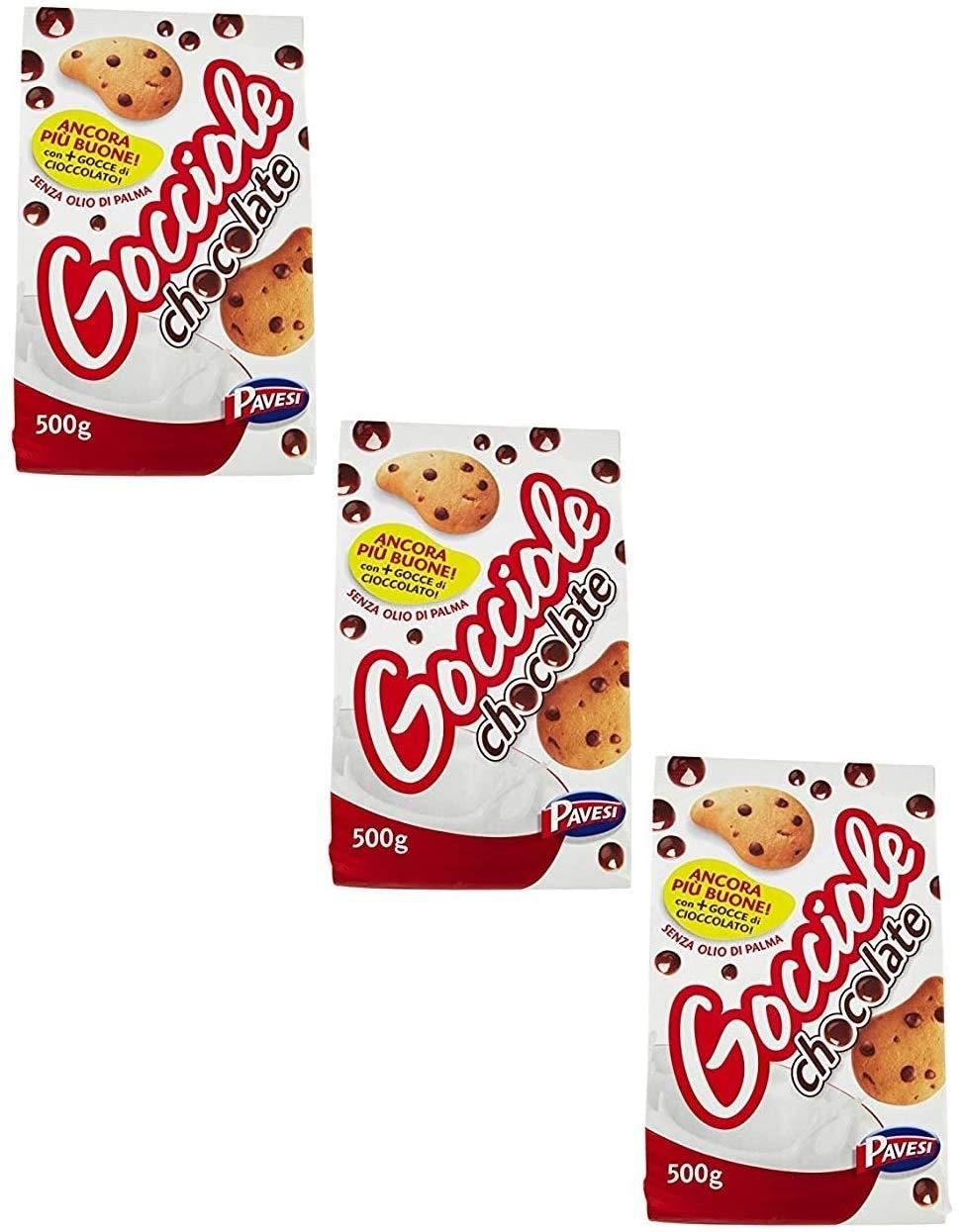Barilla Pavesi Pack of 3 Italian Gocciole biscuits with dark chocolate ...