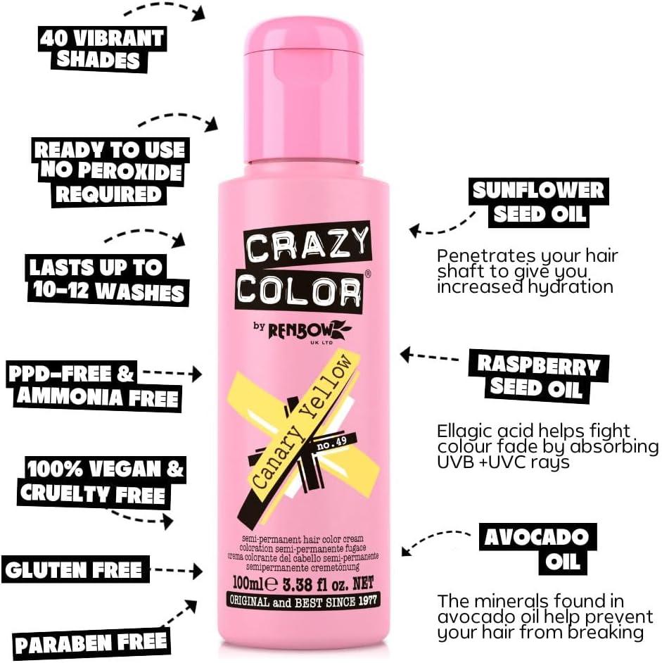 Crazy Color Vibrant Canary Yellow Semi-Permanent Hair Dye - 200ml | Buy ...