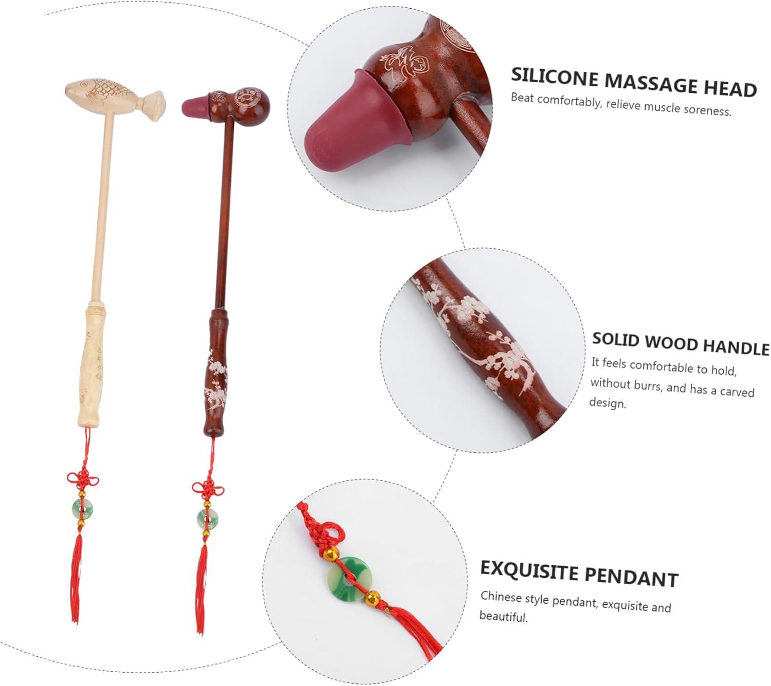 Minkissy 6-Piece Wooden Massage Hammer Set | Body Percussion & Full ...