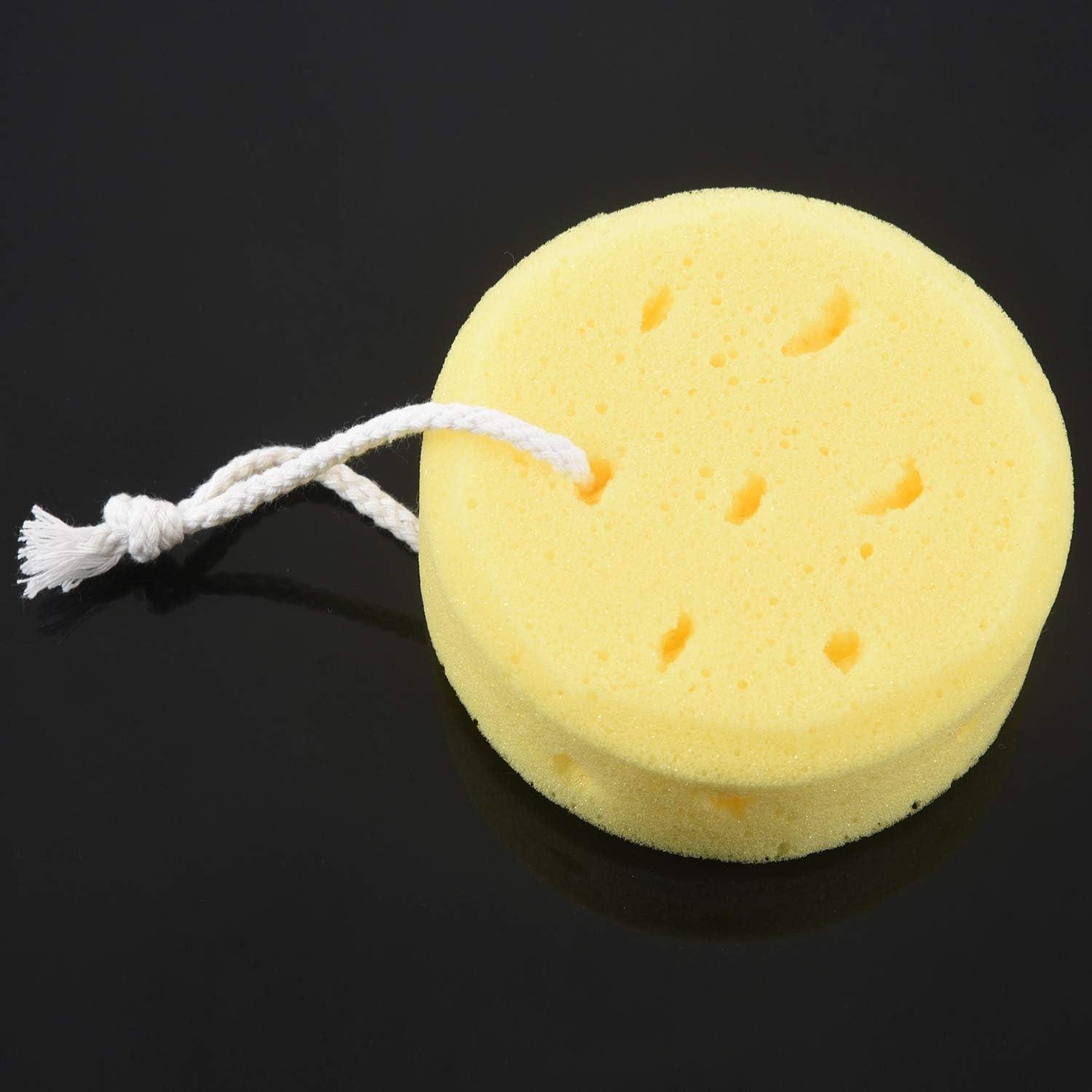 MRNHA Yellow Round Bath Body Shower Soft Sponge w Hanging Loop | Buy ...