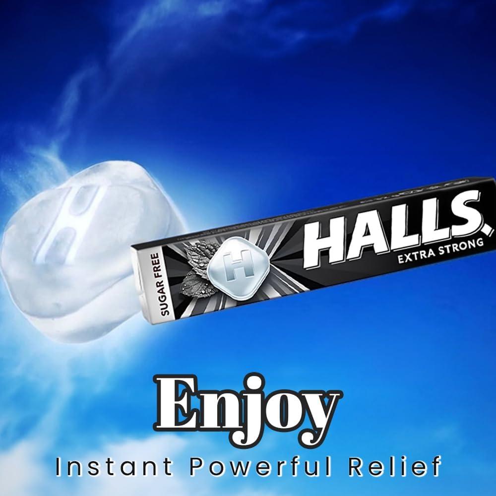 Halls Extra Strong Flavor Cough Relief Sugarfree Lozenges in Refreshing ...