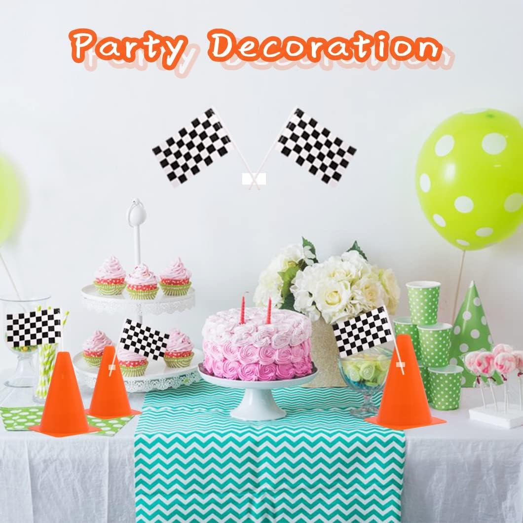 40 Pcs Panxxsen Traffic Cones & Racing Checkered Flags Set - Great for ...