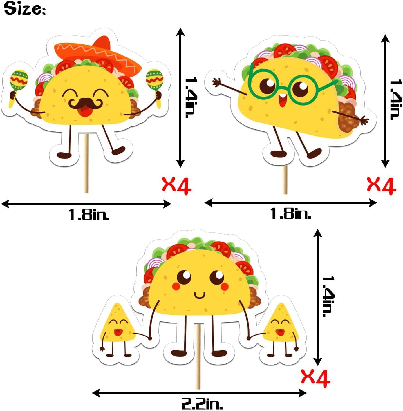 24Pcs Fiesta Taco Cupcake Toppers Taco Birthday Cake Decorations ...