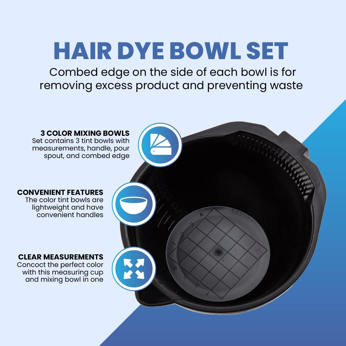 Salon Hair Dye Bowl Set with Measurements, Pour-Spout, Handle, and ...
