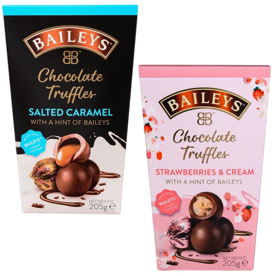Chocolate Truffle Bundle with Baileys Salted Caramel Truffle Box 205g and Strawberries & Cream ...