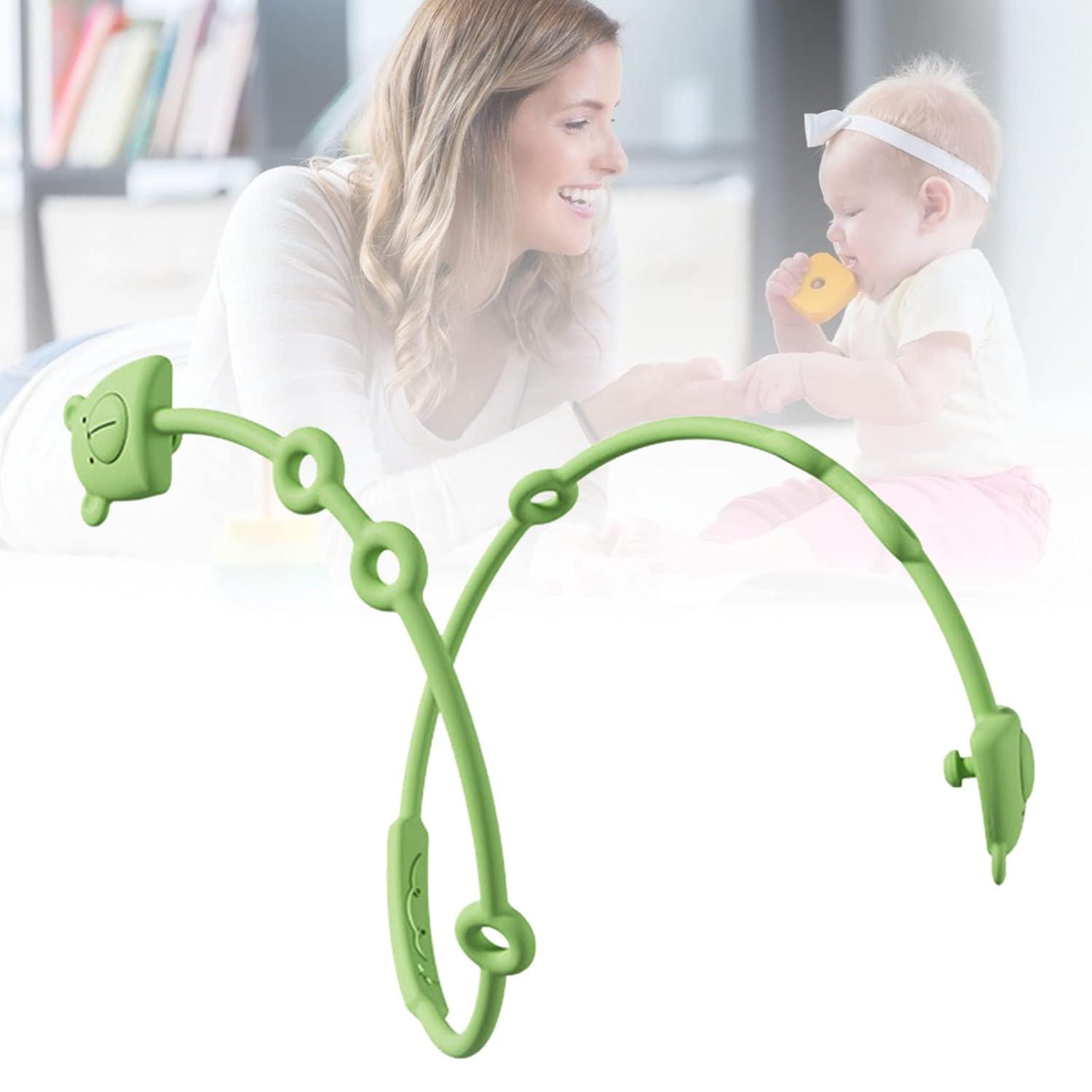 Stretchable Chewable Safety Teether Silicone Chain - Bear Shape - Green ...