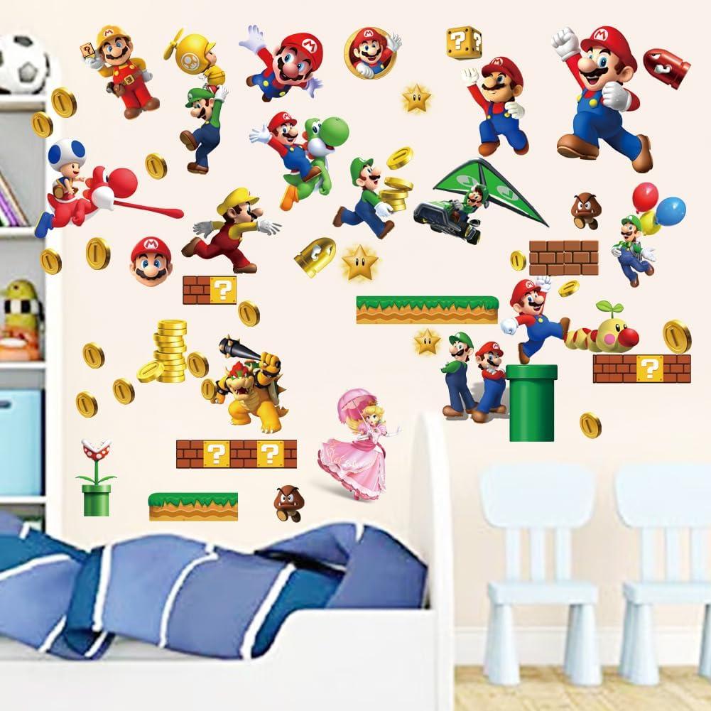 Finedeco Super Mario Wall Stickers - 4 Sheets of Vinyl Stickers for ...