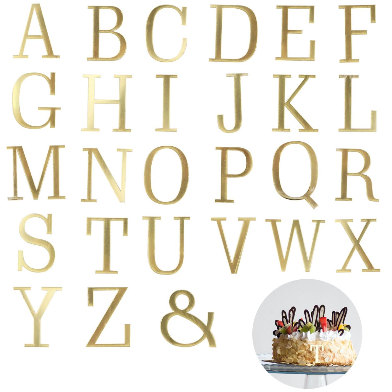 Letter Cake Toppers Acrylic Alphabet Cupcake Topper A-Z Cake Letters ...