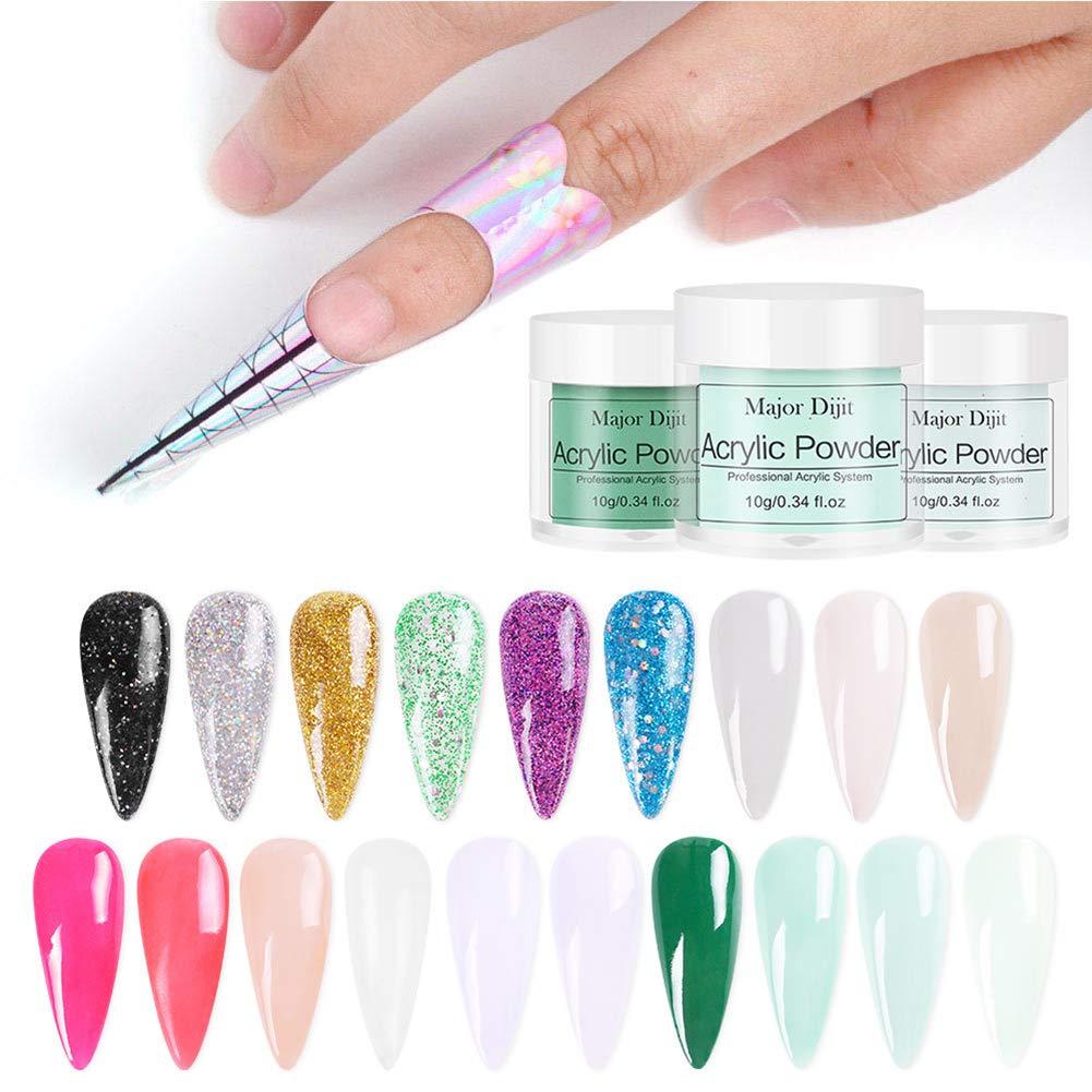 Ultimate Acrylic Nail Set - 3 Colors Powder & Liquid Brushes Templates ...