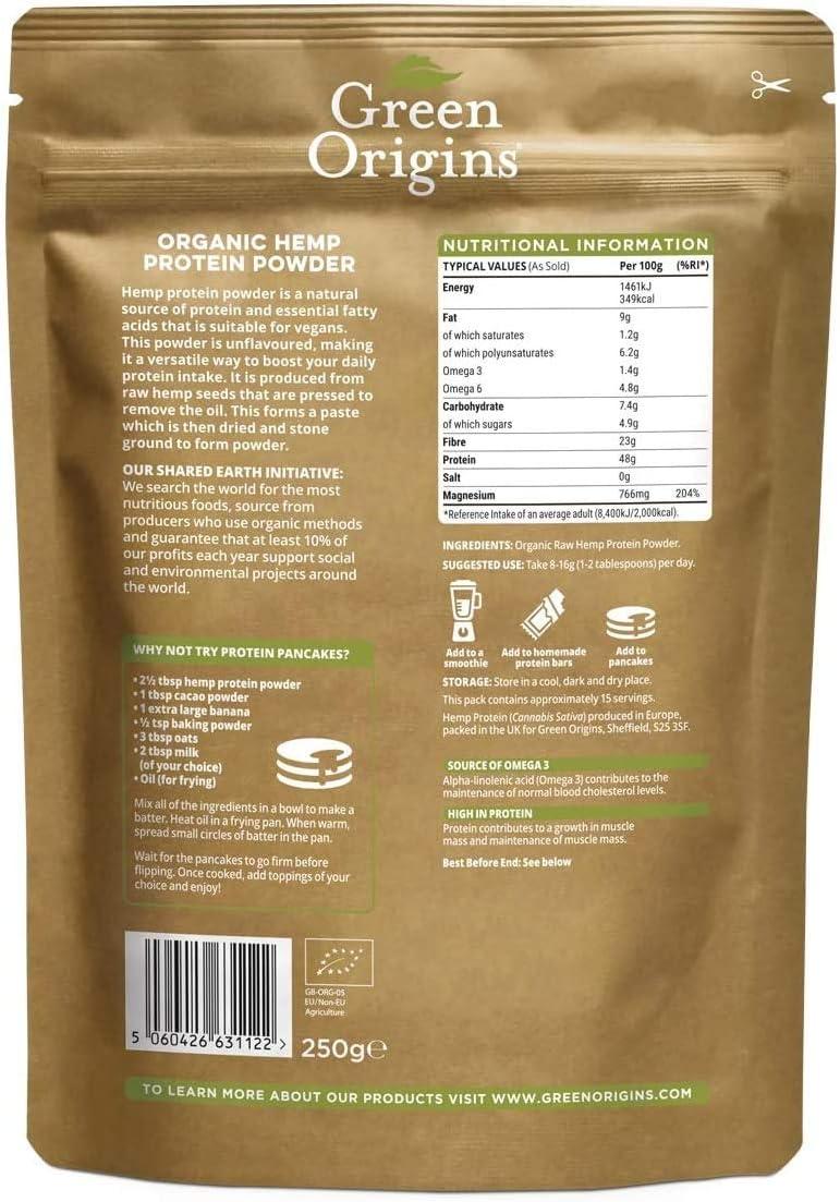 Green Origins Organic Hemp Protein Powder Raw 250g - Pack of 1 | Buy ...