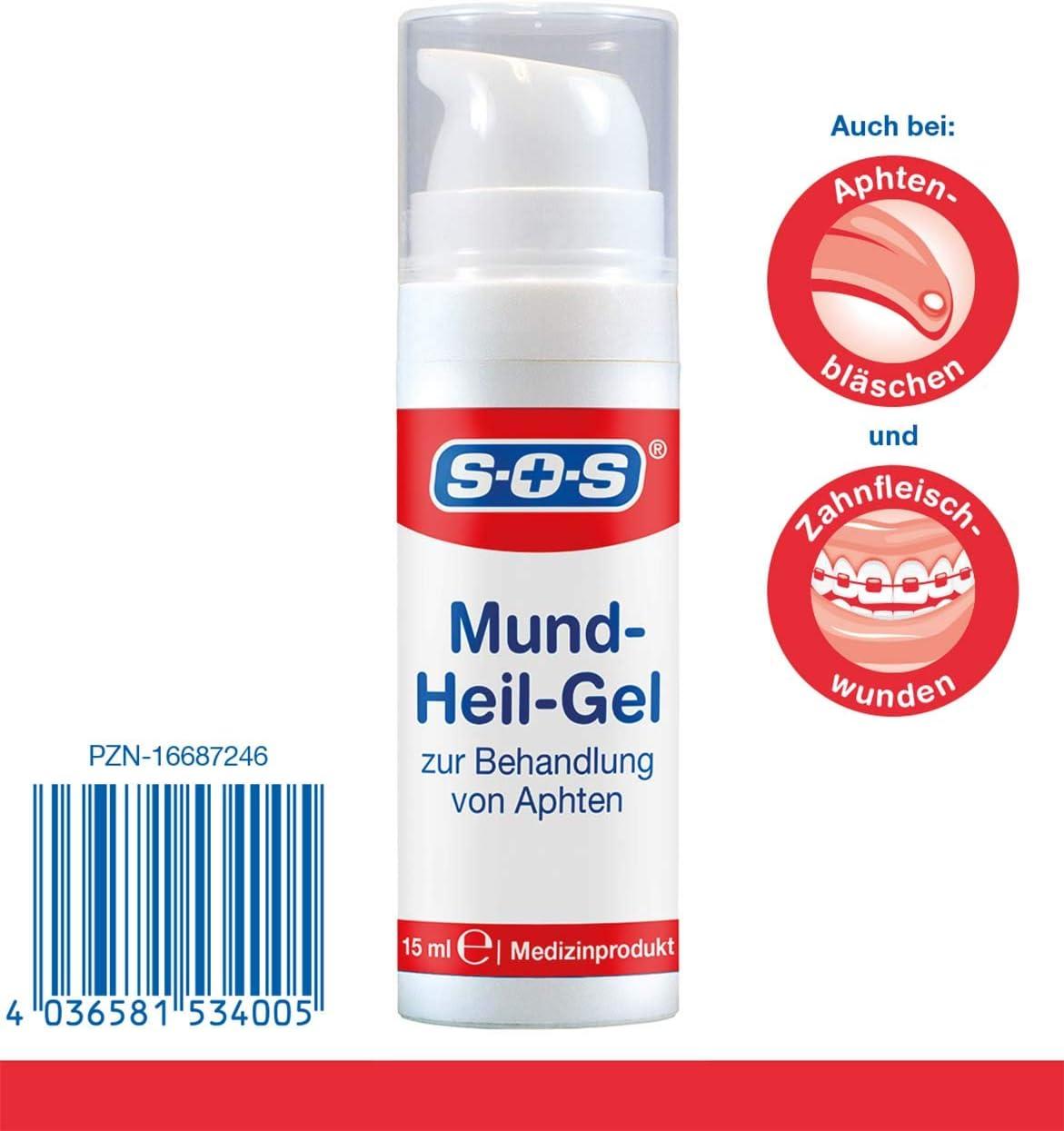 SOS Mouth-Healing Gel for Pain Relief from Aphten & Wounds - 2 x 15ml ...