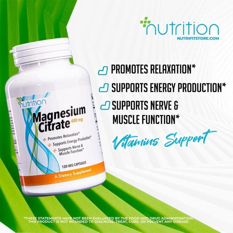 Nutri Plus Fit Magnesium Citrate Capsules - 400mg, 120 Count for Nutritional Health | Buy Now ...