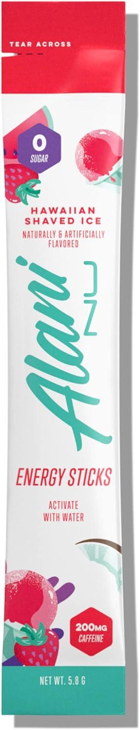 Alani Nu Energy Stick Packets - Hawaiian Shaved Ice Flavor | 200mg Caffeine, Zero Sugar, 30mcg ...
