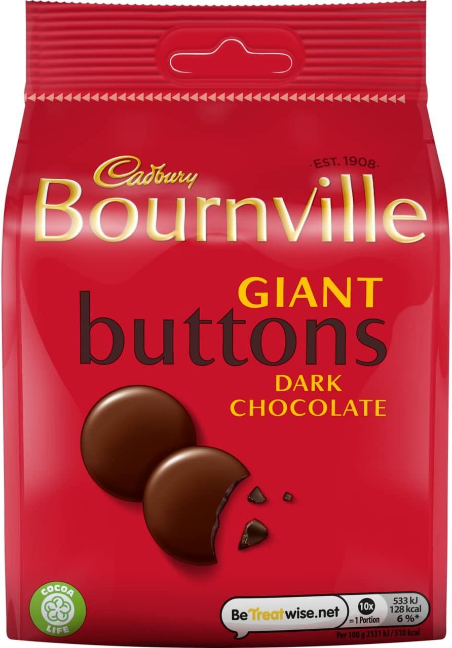 Cadbury Bournville Dark Chocolate Giant Buttons Bag 110 g Cocoa 110 g ...