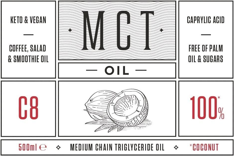 Eat Wholesome Organic High C8 100% Coconut MCT Oil in CO2 Neutral Glass ...