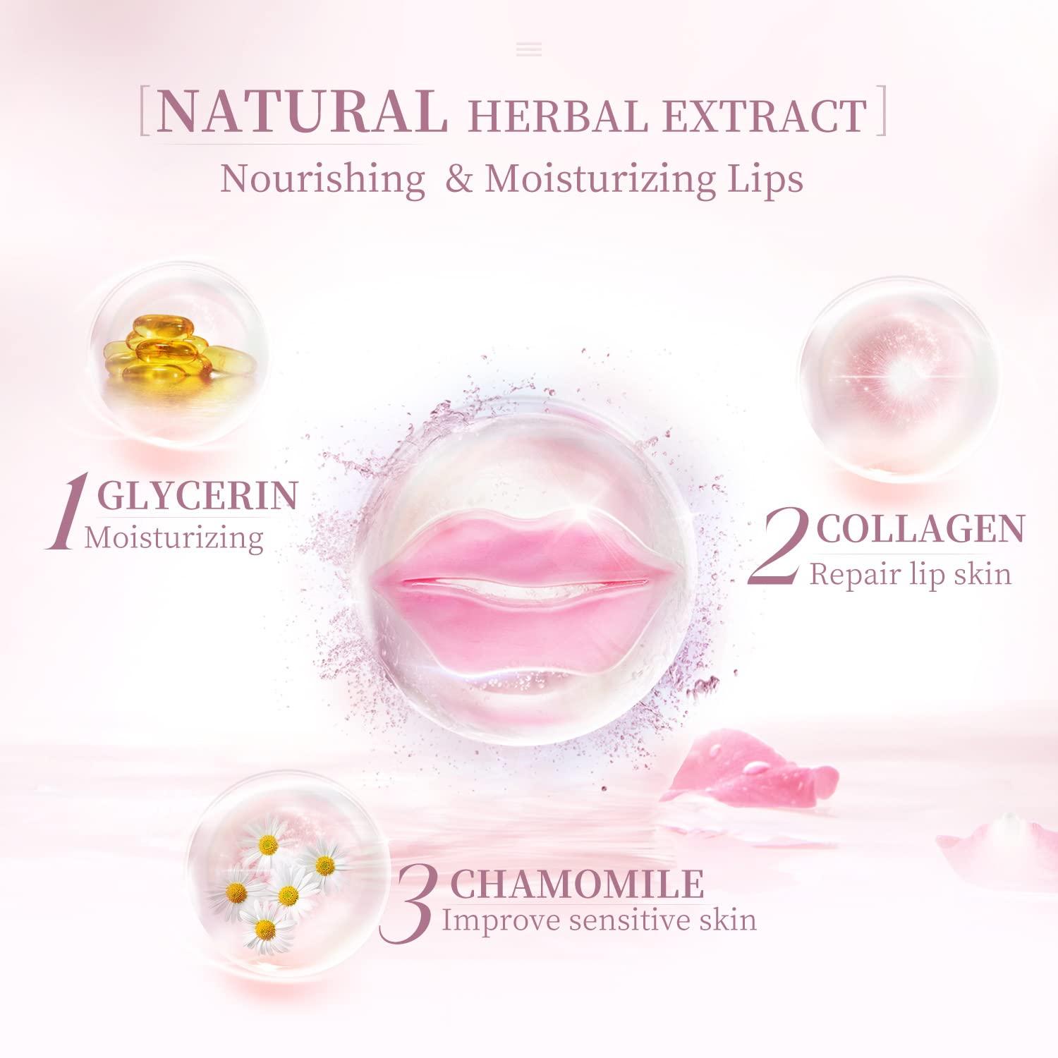 30 Pieces Collagen Lip Masks for Dry Lips Care - Pink Gel Lip Patches ...
