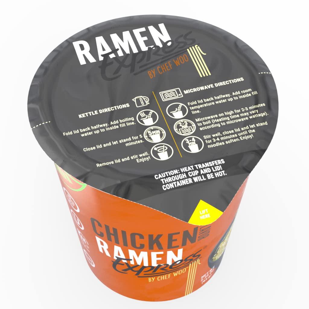 Chef Woo Ramen Express Chicken Flavor Cup Noodle 2 25 Oz Pack Of 12