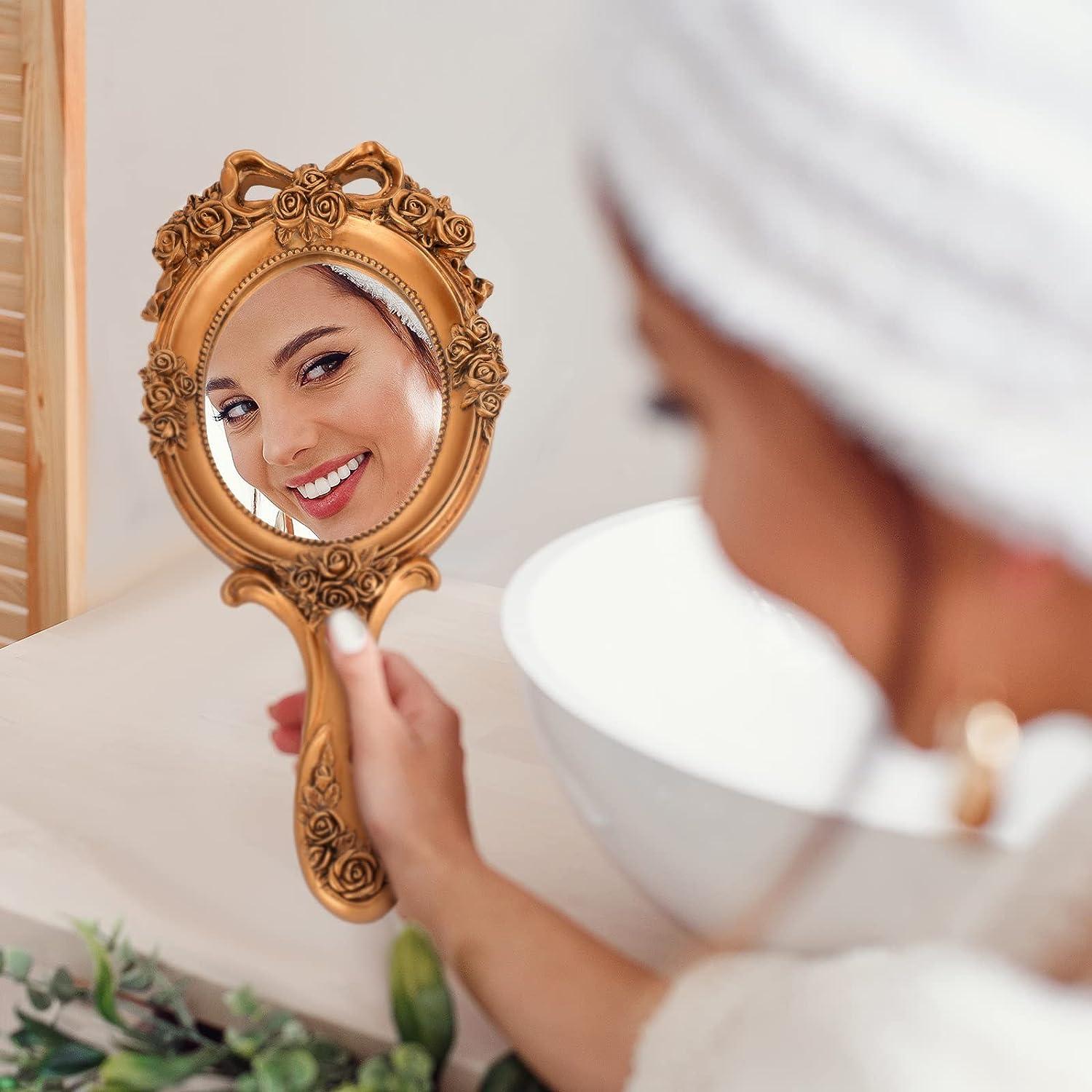 Geetery Vintage Oval Handheld Mirror Set - Antique Cosmetic Aesthetic ...