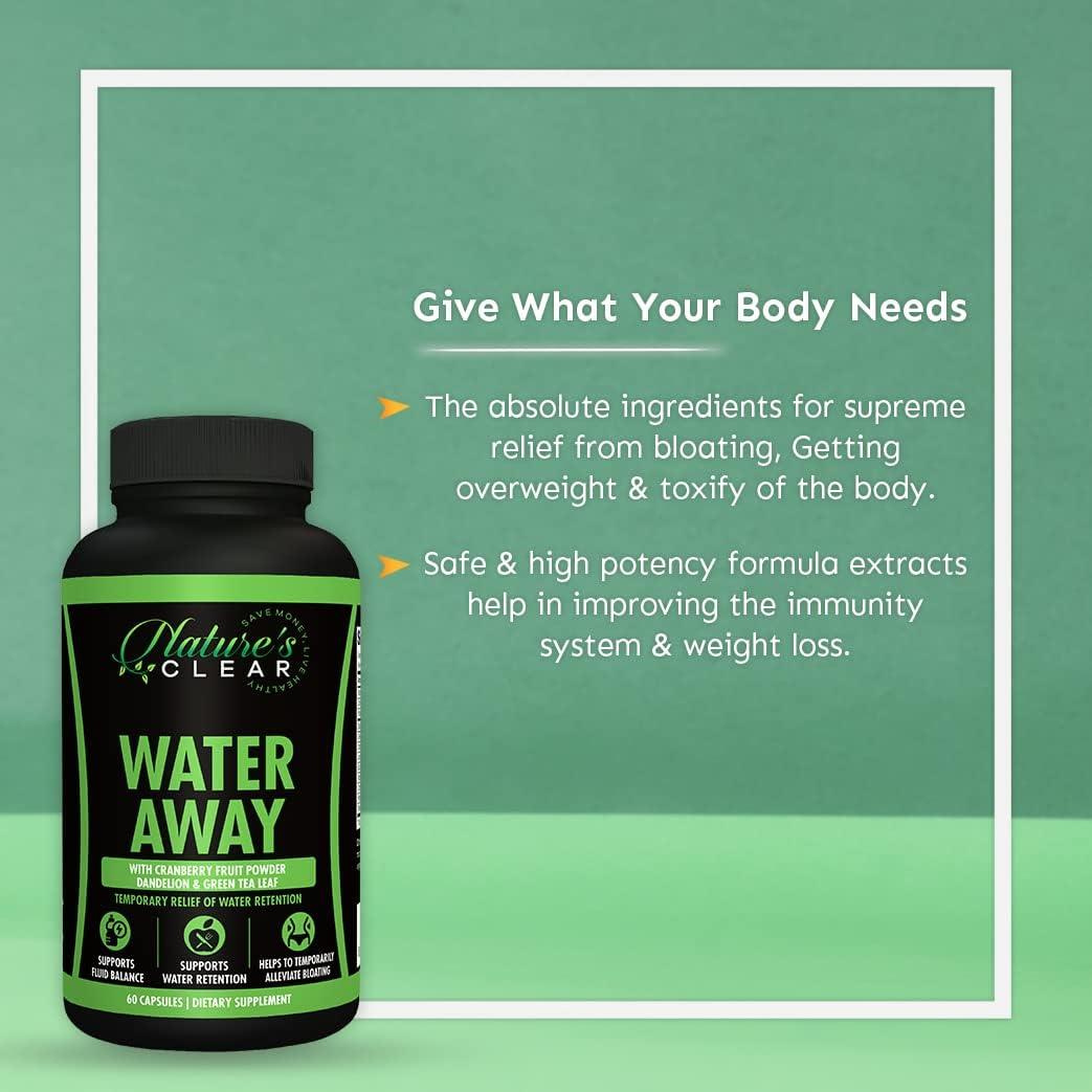Natural Water Away Pills with Dandelion, Potassium, Green Tea & Apple ...