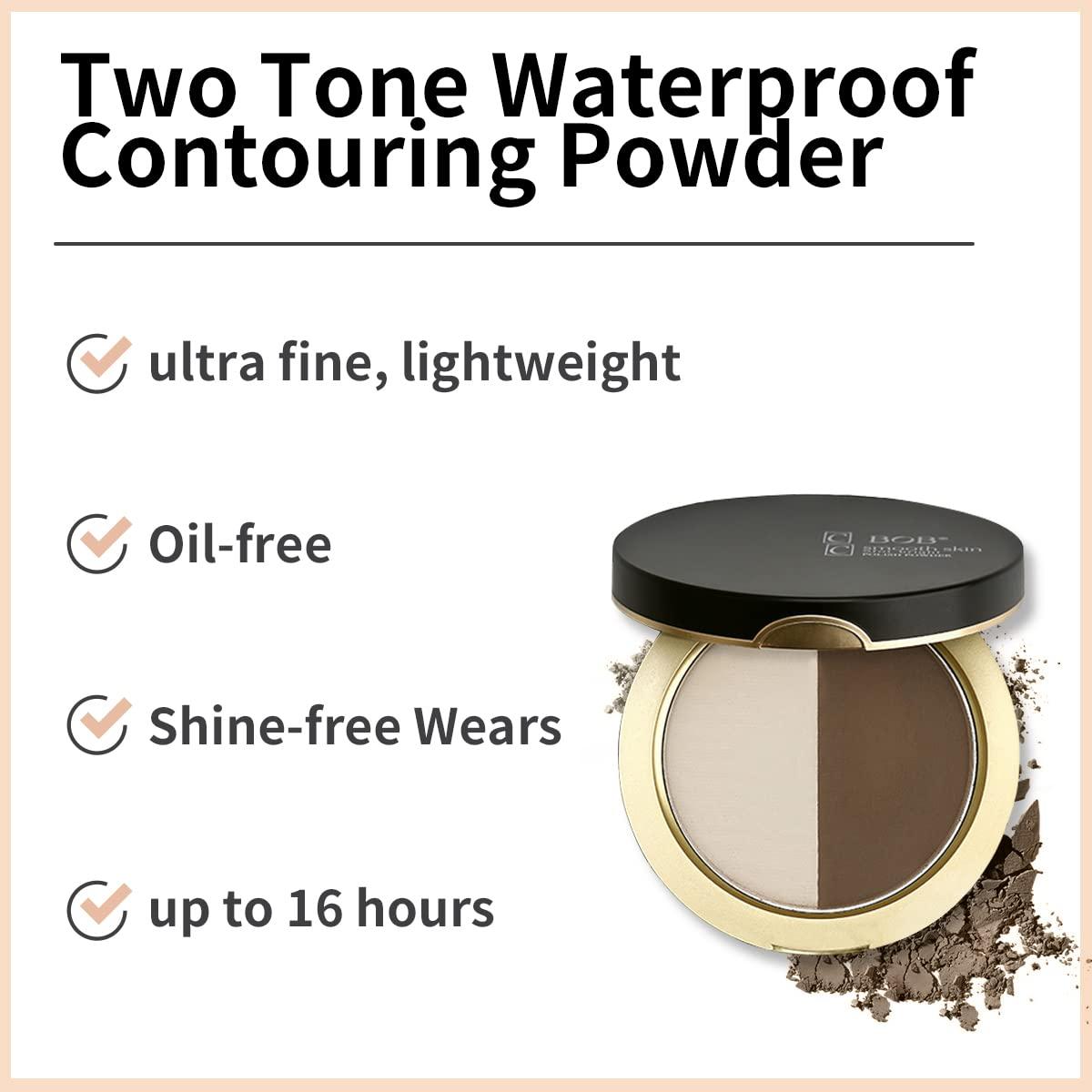3D Two-tone Contouring Palette with Compact Powder, Highlighter, and ...