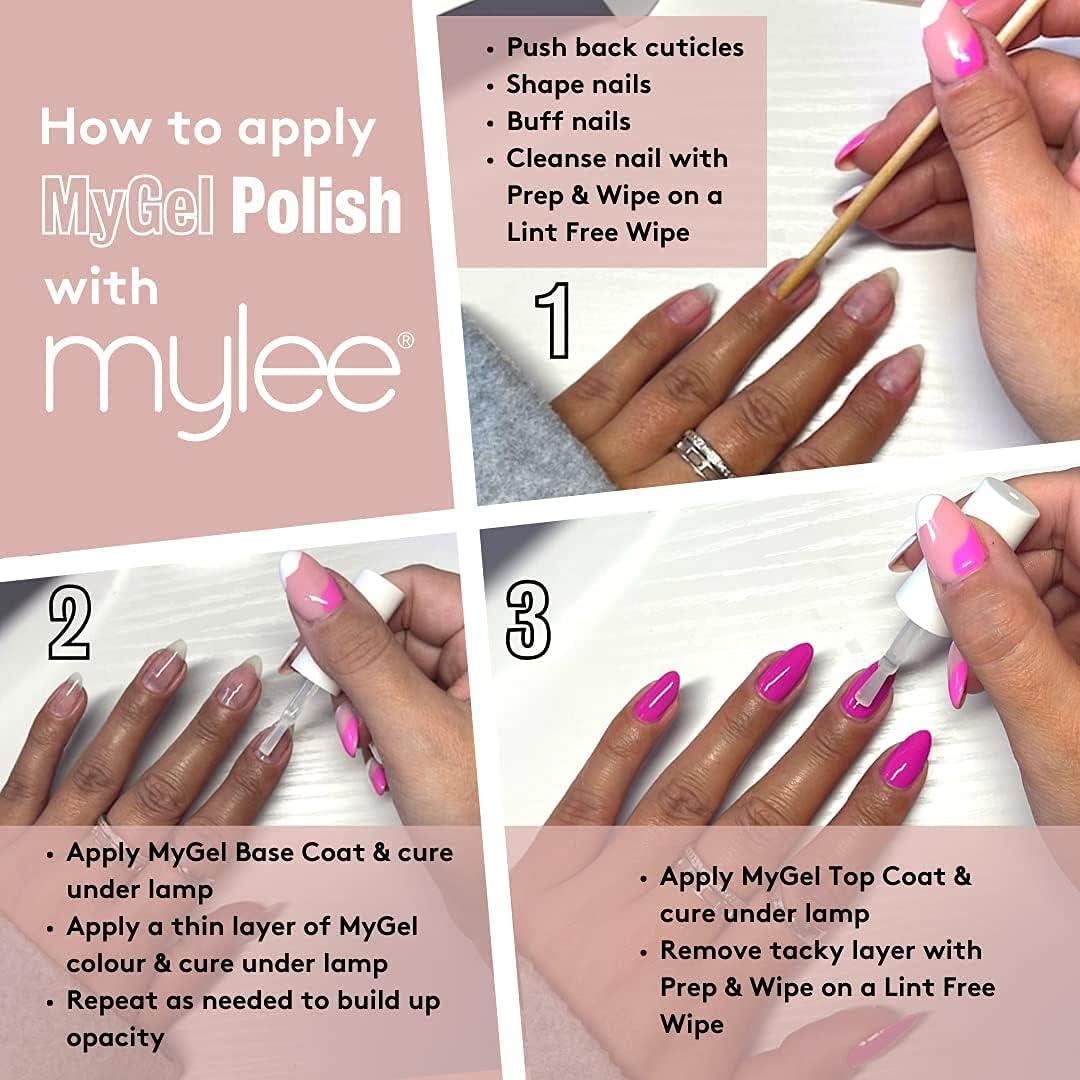 Mylee Complete Gel Nail Kit with LED Lamp - 4 Colors, Top & Base Coat ...