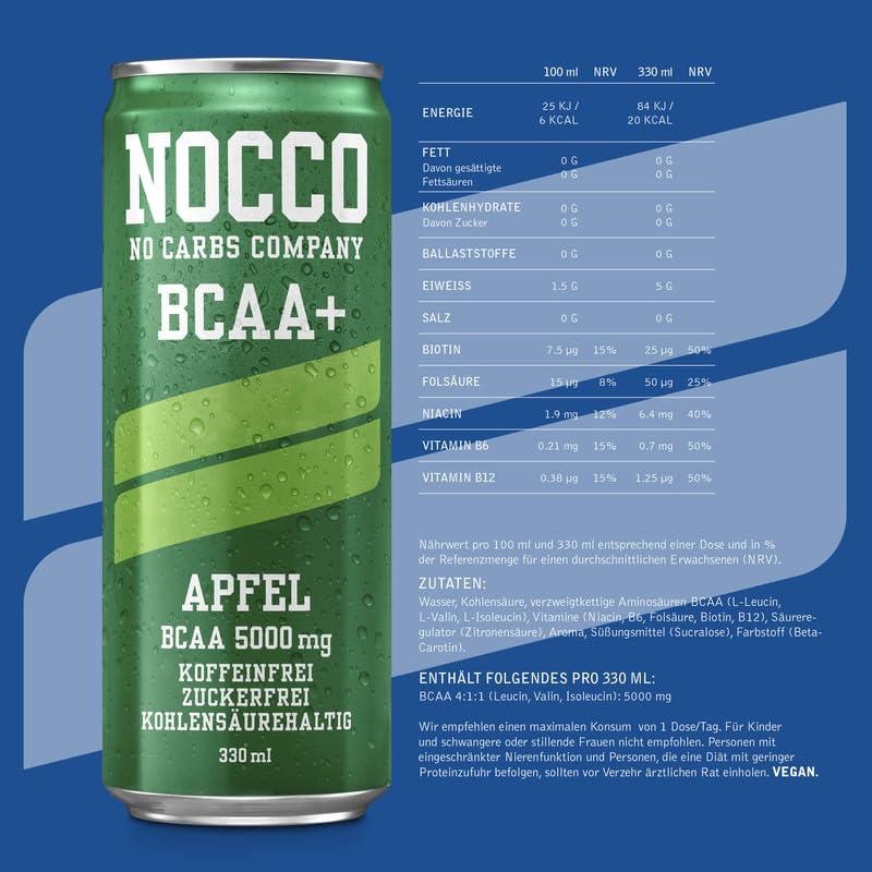 Nocco BCAA Energy Drink - Sugar-Free Vegan Energy - Caffeinated Amino ...