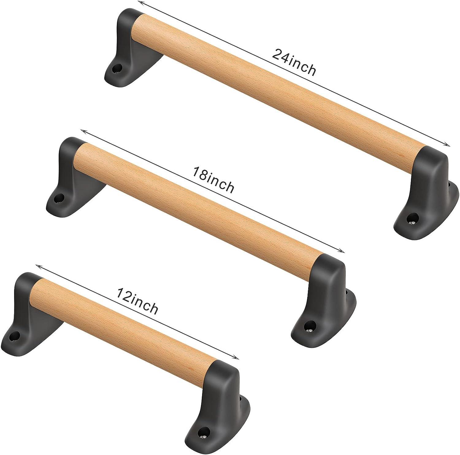 SELEWARE 12 Wood Handle Playground Safety Grab Bar - Indoor Outdoor ...