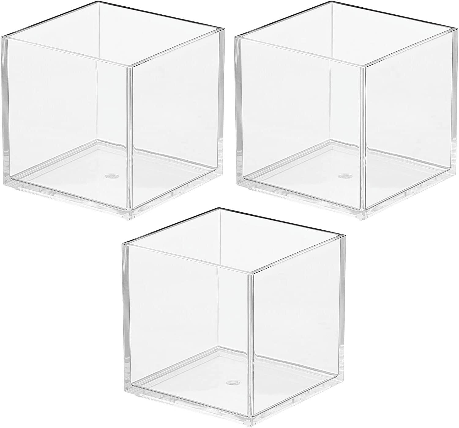 mDesign Prism Collection Cosmetic Organizer - 3 Pack, Clear/Chrome ...