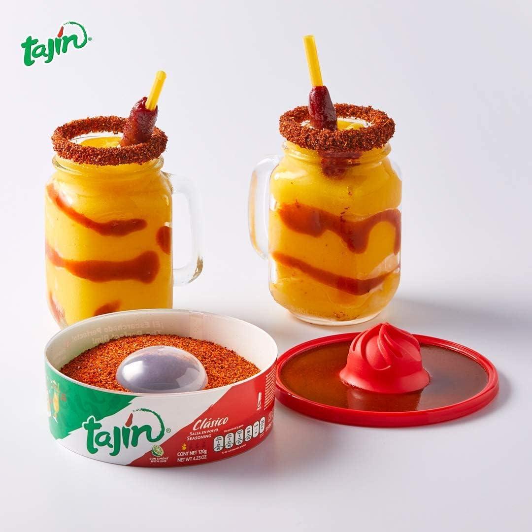 Tajin Seasoning Glass Rimmer + Tajin Clasico Fruit and Snack Seasoning ...