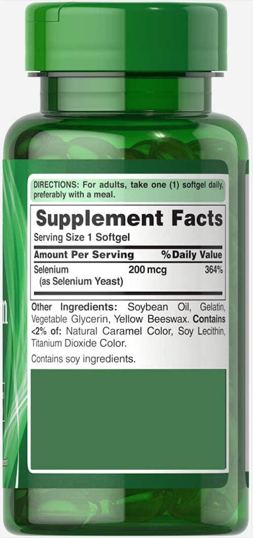 Puritan's Pride Absorbable Selenium 200 mcg - 100 Softgels ...