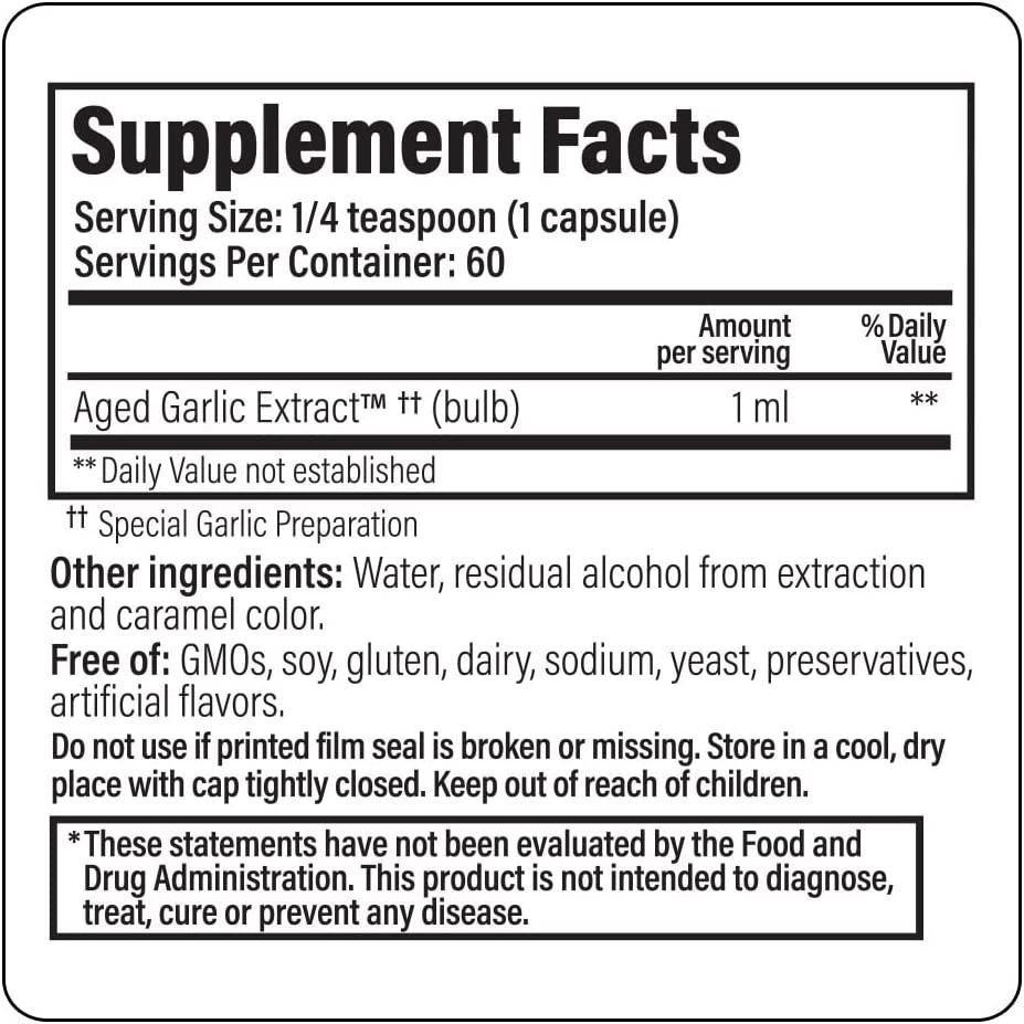 Kyolic Aged Garlic Extract Liquid - Vegetarian Cardiovascular Support ...