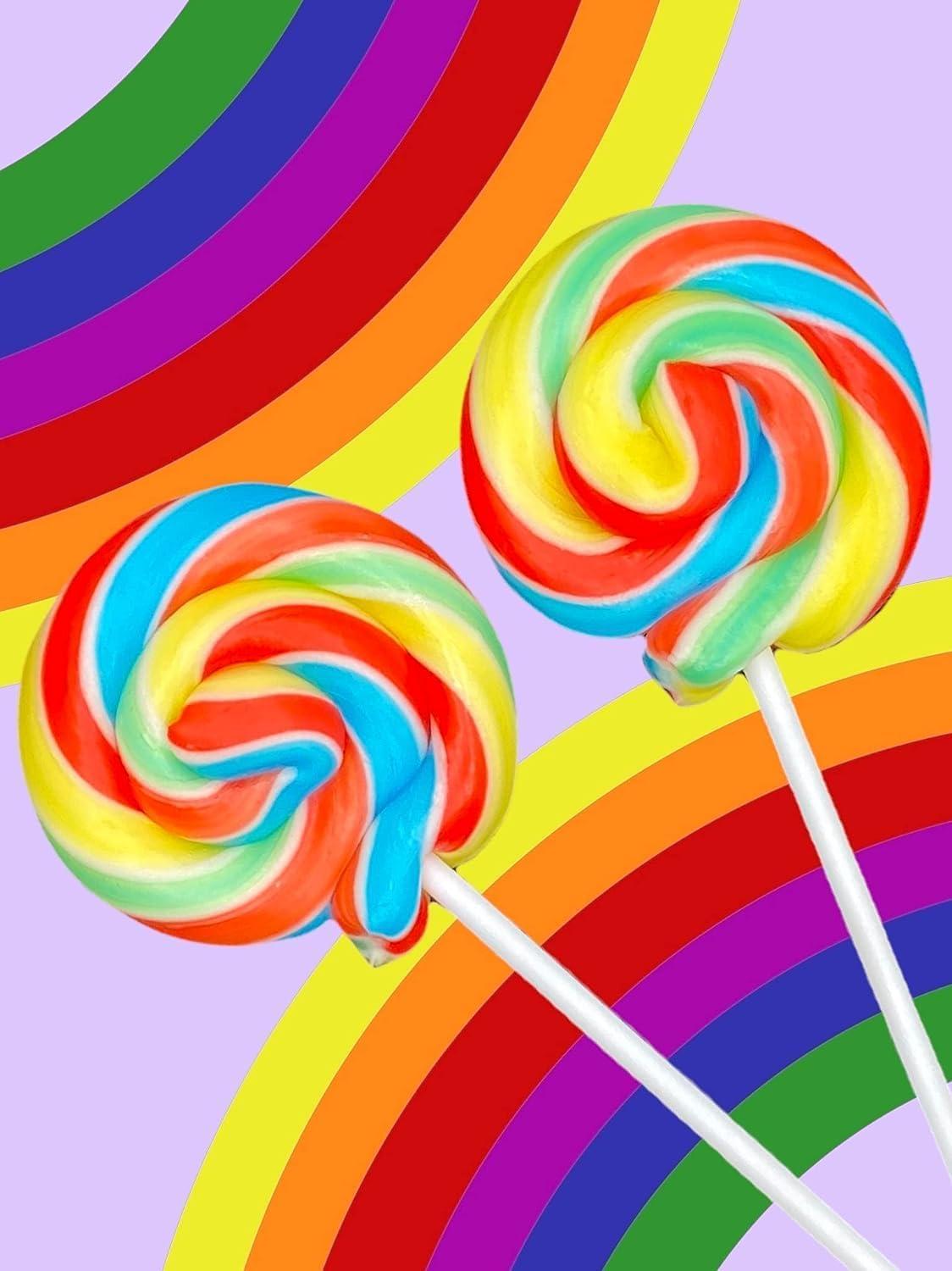 30 X Rainbow Wheel Lollies - Swirl Lollipops - Rainbow Lolly - Party ...