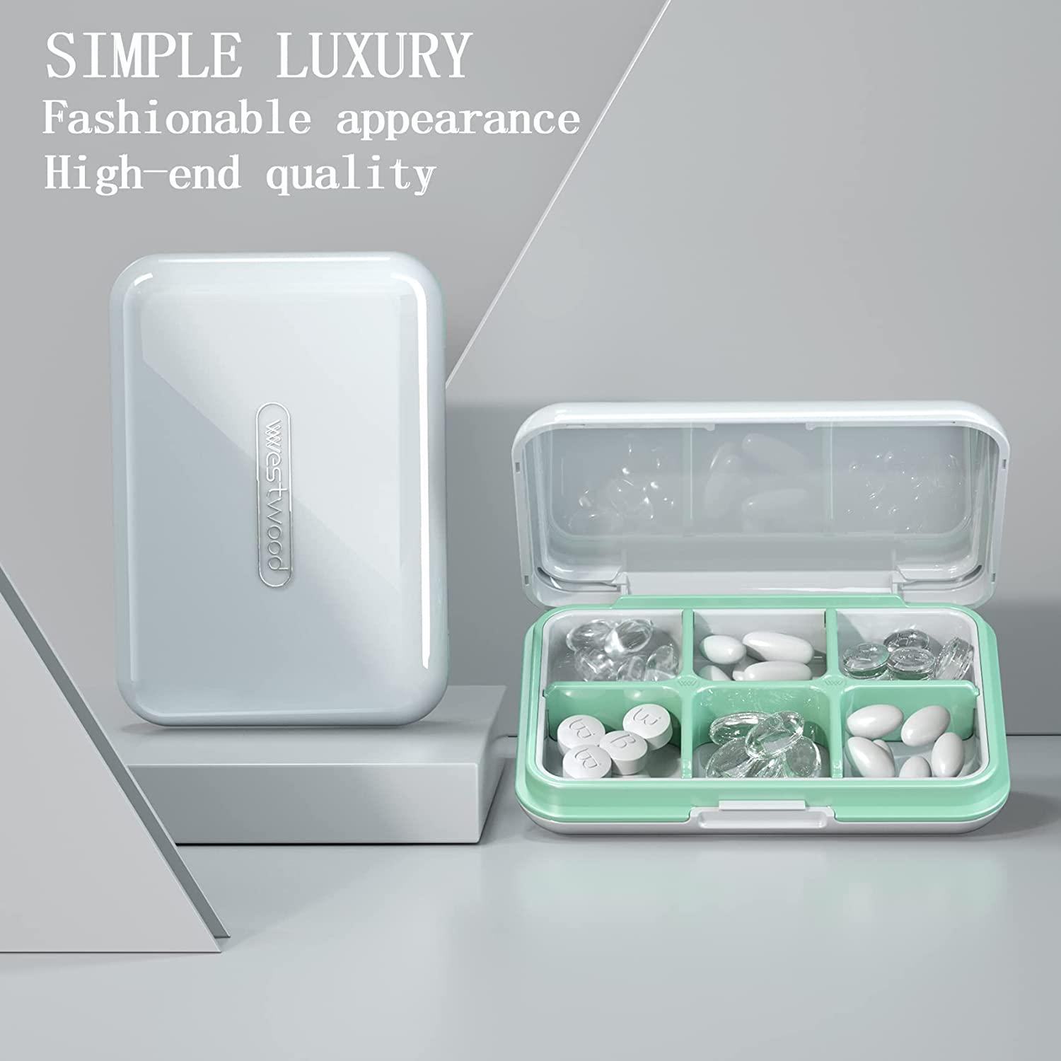 Small Waterproof Travel Pill Organizer - Portable Pill Box with 6 ...
