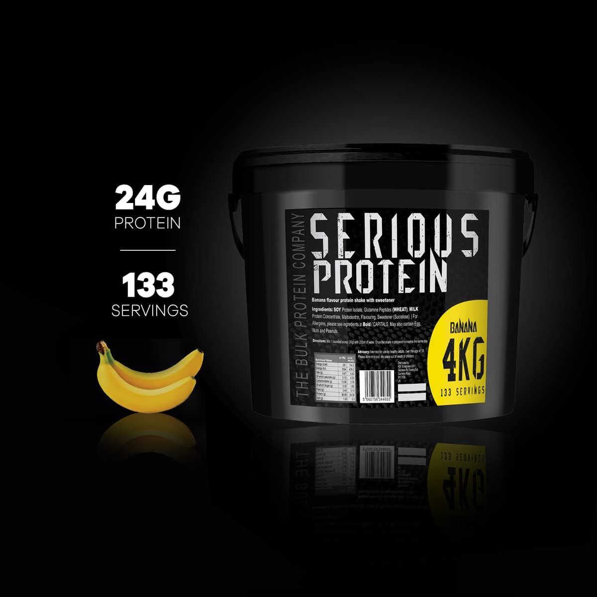 The Bulk Protein Company SERIOUS Protein Powder 4kg - Banana Flavor ...